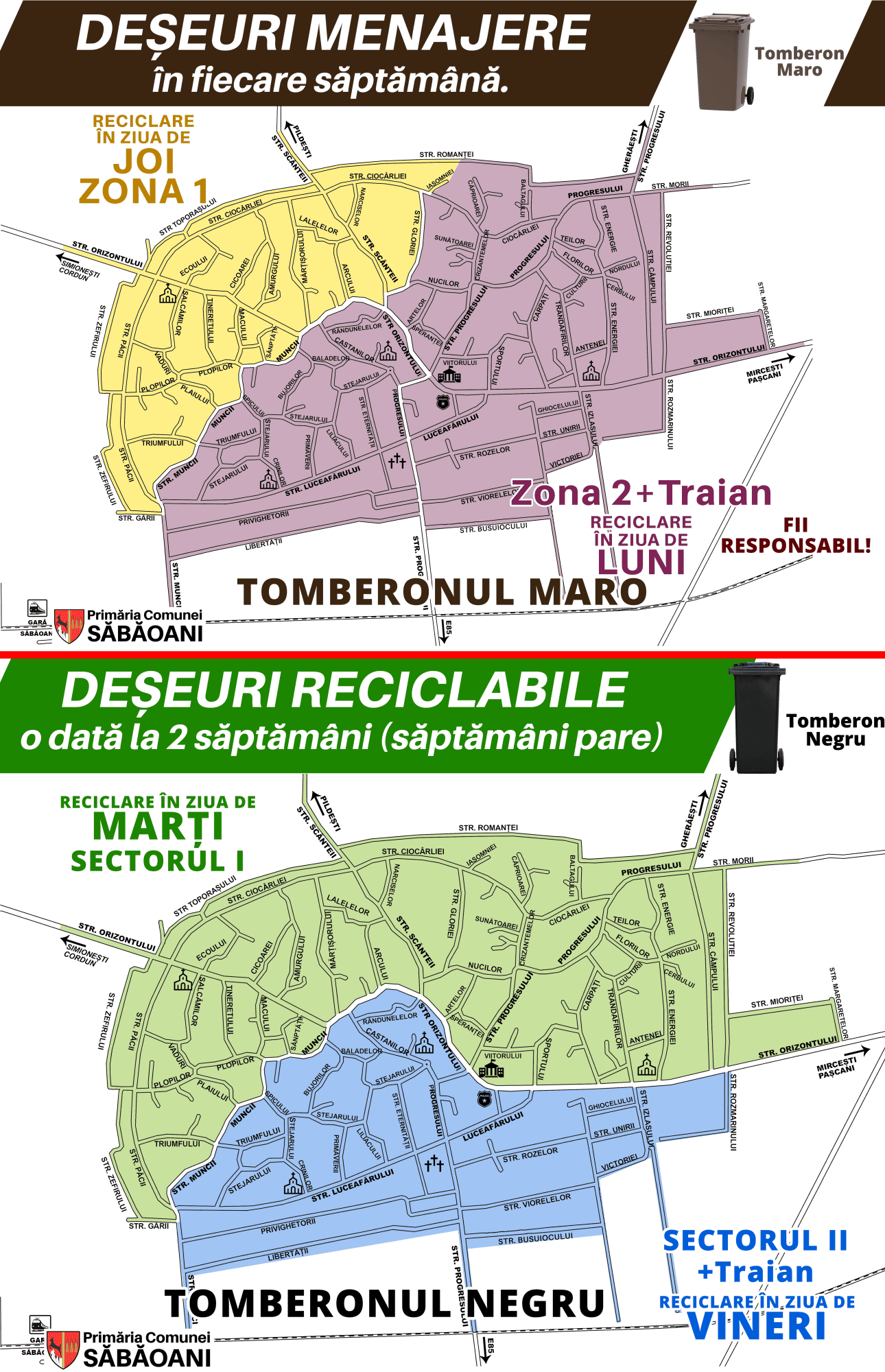 *Calendar Colectare Deșeuri Februarie 2026* - Primăria Săbăoani